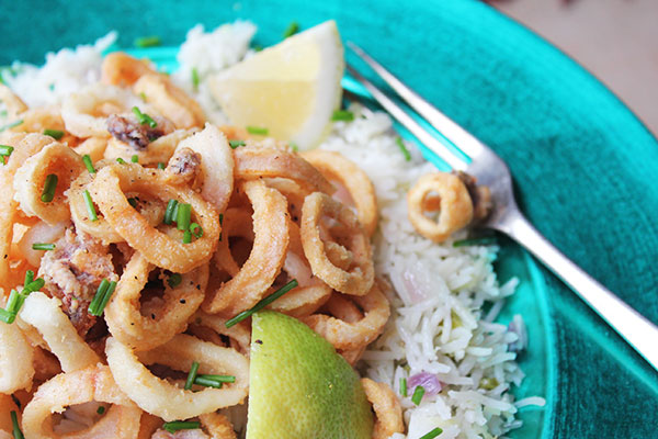 Calamari with Ginger Rice - aninas recipes