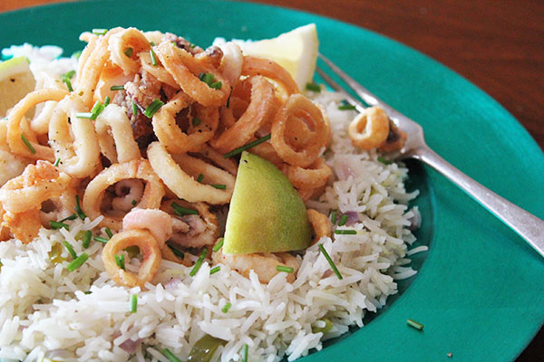 Calamari with Ginger Rice - aninas recipes