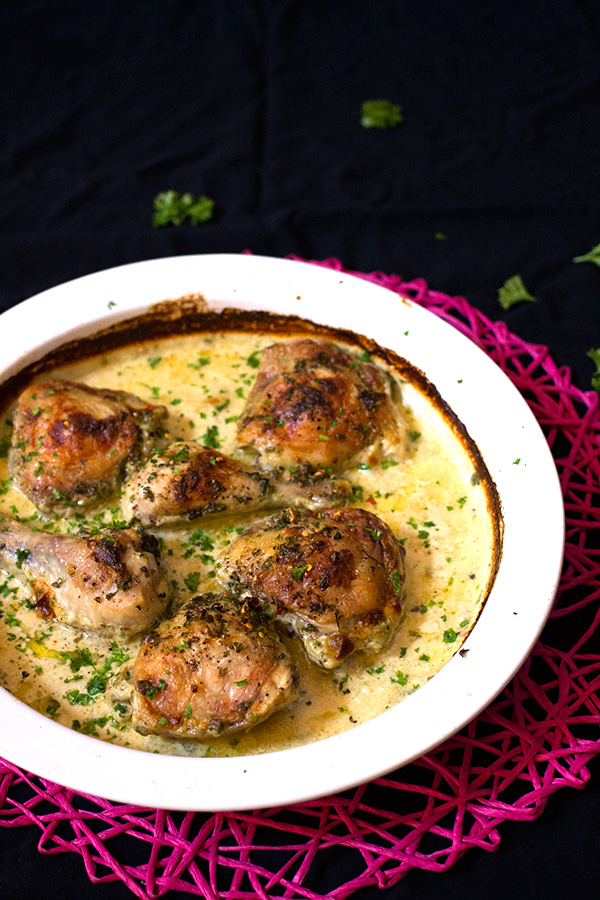 Roast Chicken in Garlic, Chilli and Cream - aninas recipes