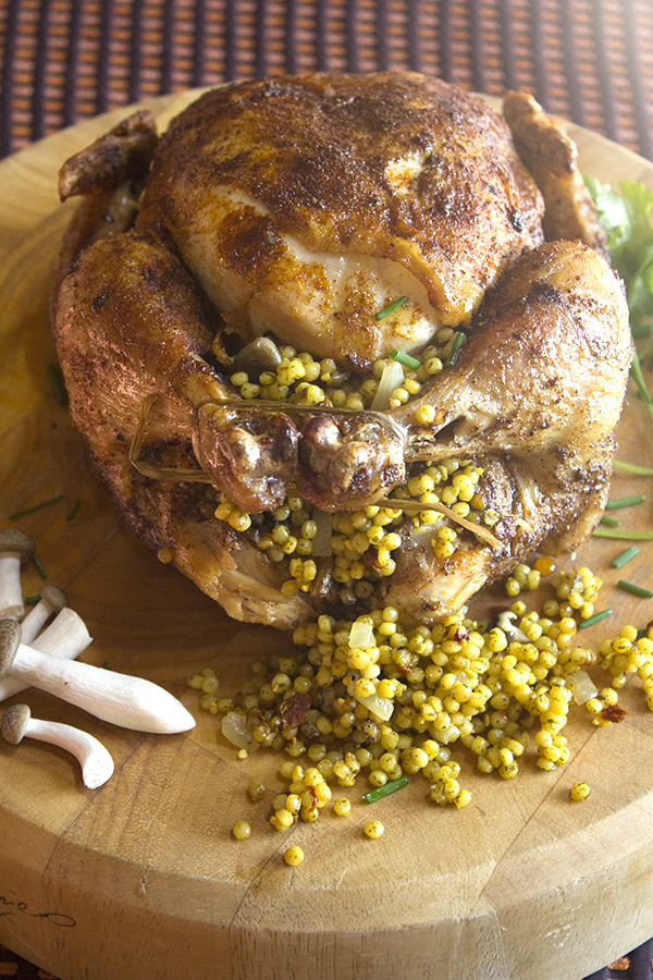 Moroccan Roast Chicken with Couscous Stuffing - aninas recipes