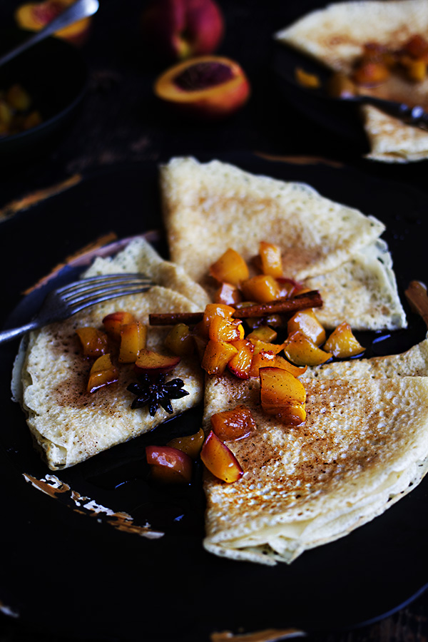 Crepes with Spiced Caramelized Nectarines - aninas recipes