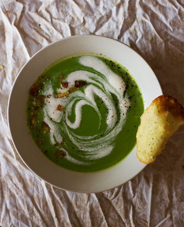 Chilled Pea Soup with Basil and Almond Tuiles - aninas recipes
