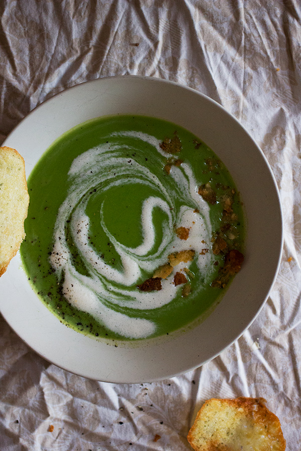 Chilled Pea Soup with Basil and Almond Tuiles - aninas recipes