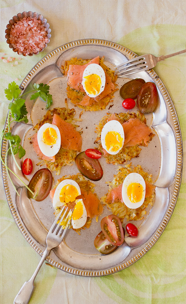 Potato Rosti with Smoked Salmon and Boiled Egg - aninas recipes