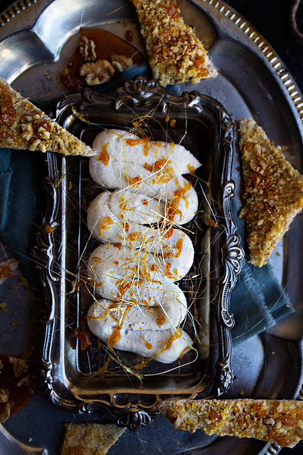 Vanilla Whipped Ricotta with Walnut Brittle Bread Wafers - aninas recipes