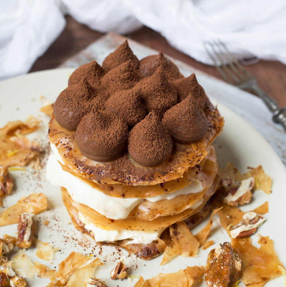 Vegan Choc Mousse and Citrus Cream Phyllo Stack - aninas recipes